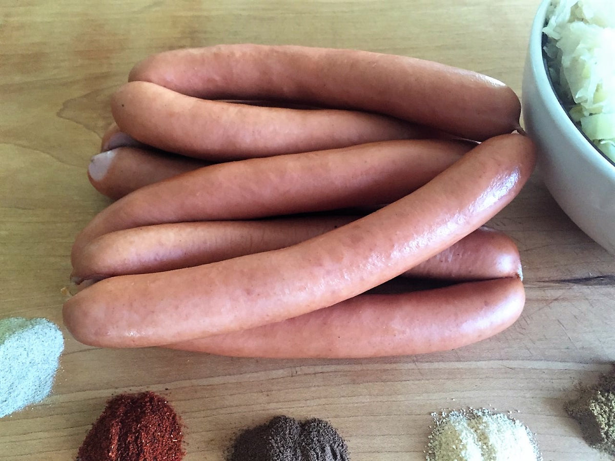 Natural Casing Frankfurters (up to 6.75lb.) – Black Forest Bratwurst Co.
